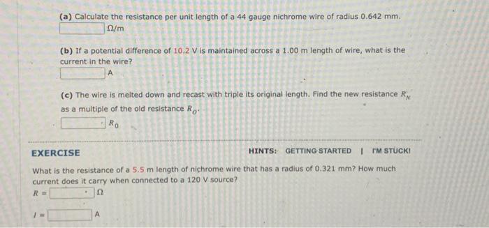 Solved (a) Calculate the resistance per unit length of a 44 | Chegg.com