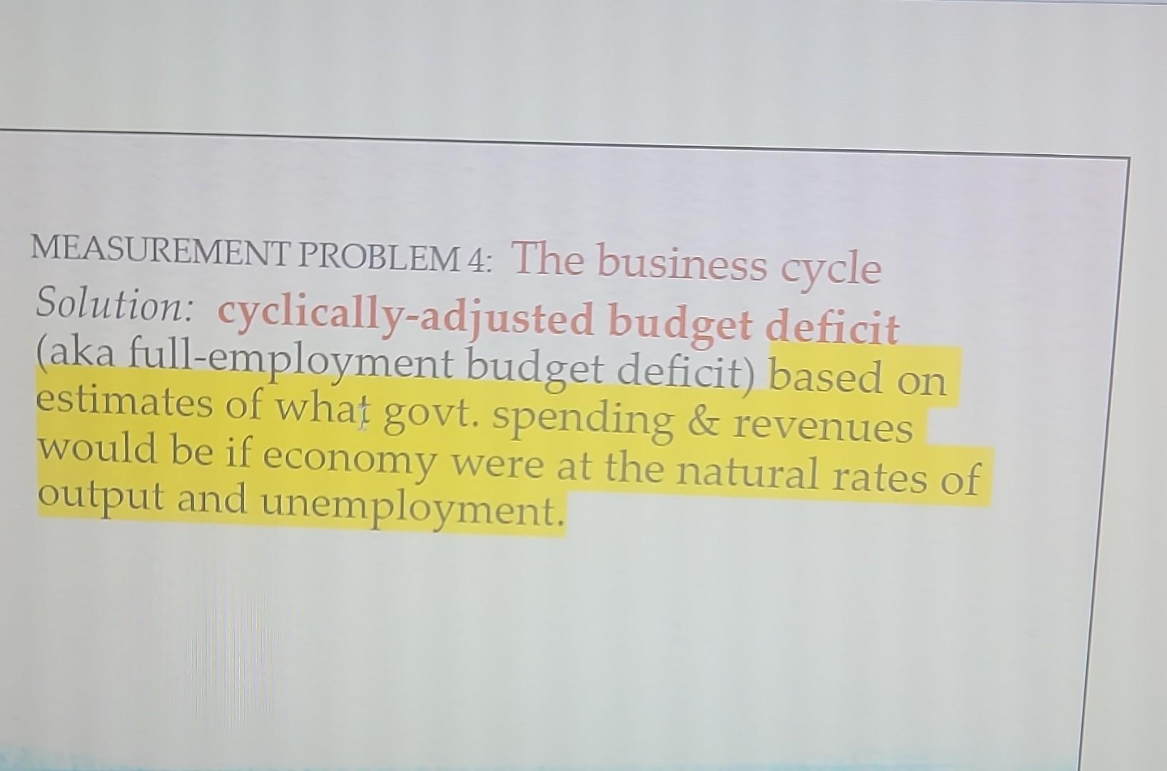 Solved MEASUREMENT PROBLEM 4: The business cycle Solution: | Chegg.com