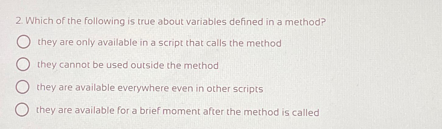 Solved Which of the following is true about variables | Chegg.com