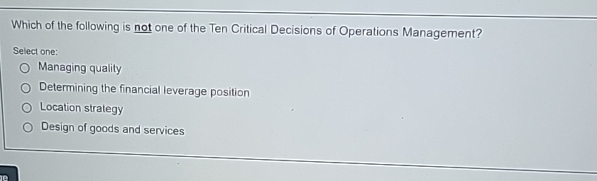 Solved Which of the following is not one of the Ten Critical | Chegg.com