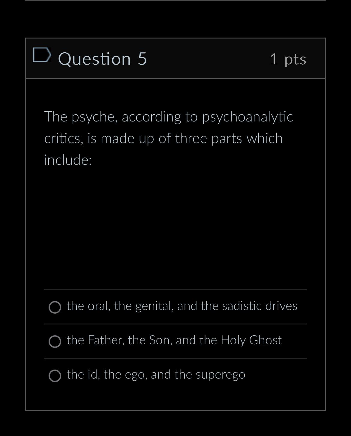 Solved Question 51 ﻿ptsThe psyche, according to | Chegg.com