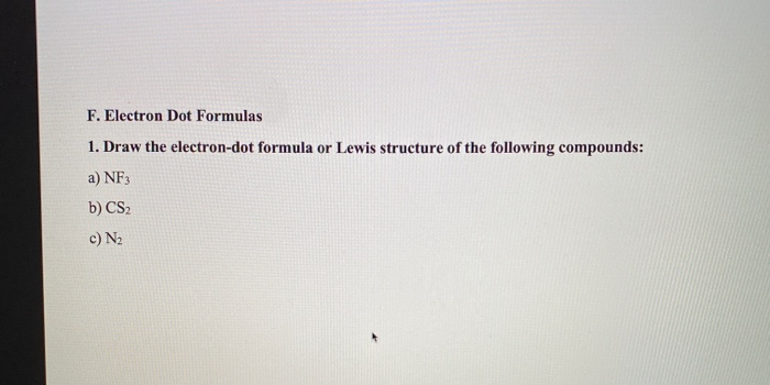 Solved F. Electron Dot Formulas 1. Draw the electron-dot | Chegg.com