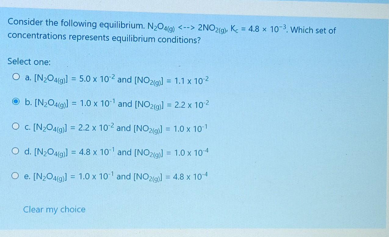 Solved Consider the following equilibrium. N2O4( g)≪2NO2( | Chegg.com