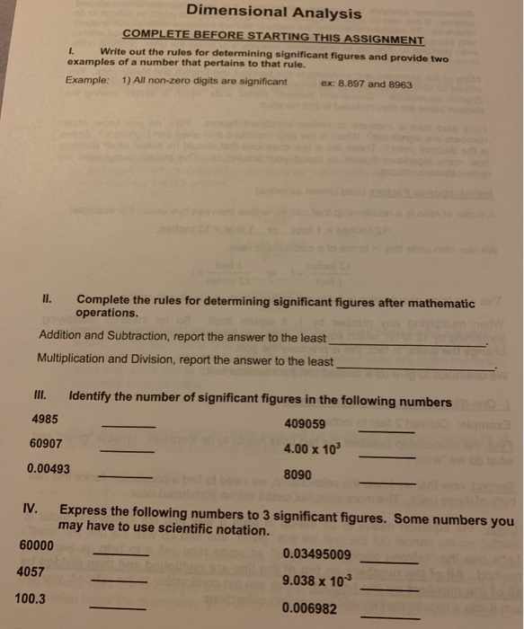 Solved Dimensional Analysis COMPLETE BEFORE STARTING THIS | Chegg.com