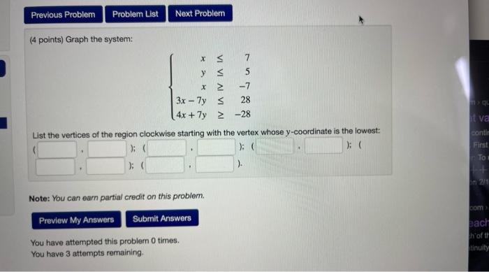 Solved (4 points) Graph the system: | Chegg.com