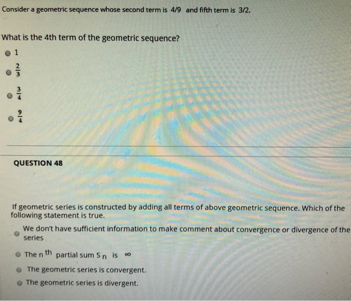 Solved Consider a geometric sequence whose third term is and | Chegg.com