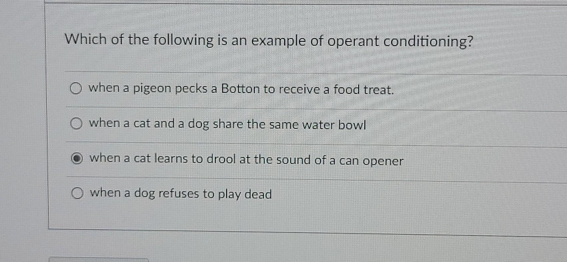 Solved Which of the following is an example of operant | Chegg.com