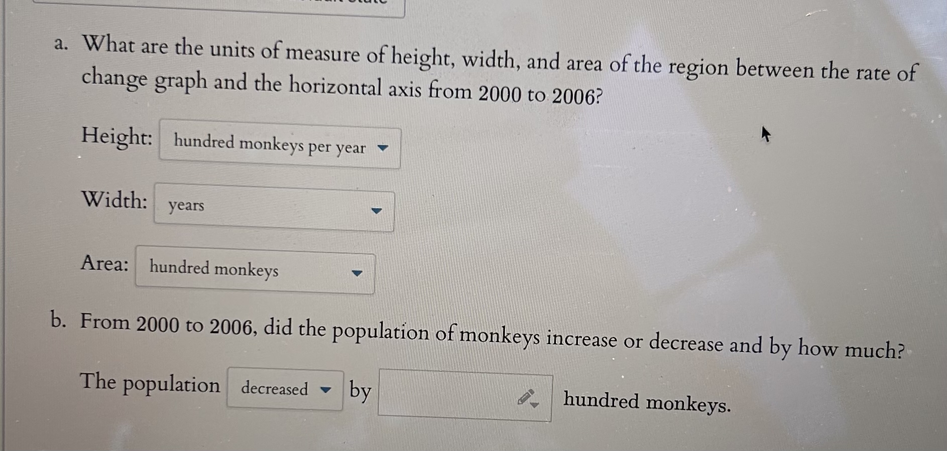 The rate of change of the population of monkeys (in | Chegg.com