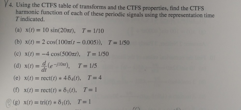 Solved V 4. Using the CTFS table of transforms and the CTFS | Chegg.com