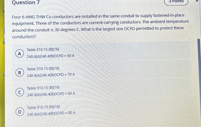 Solved Four 6 Awg Thw Cu Conductors Are Installed In The