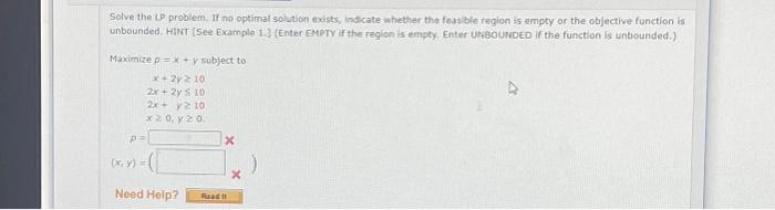 Solve the LP problem. If no optimal solution exists, | Chegg.com
