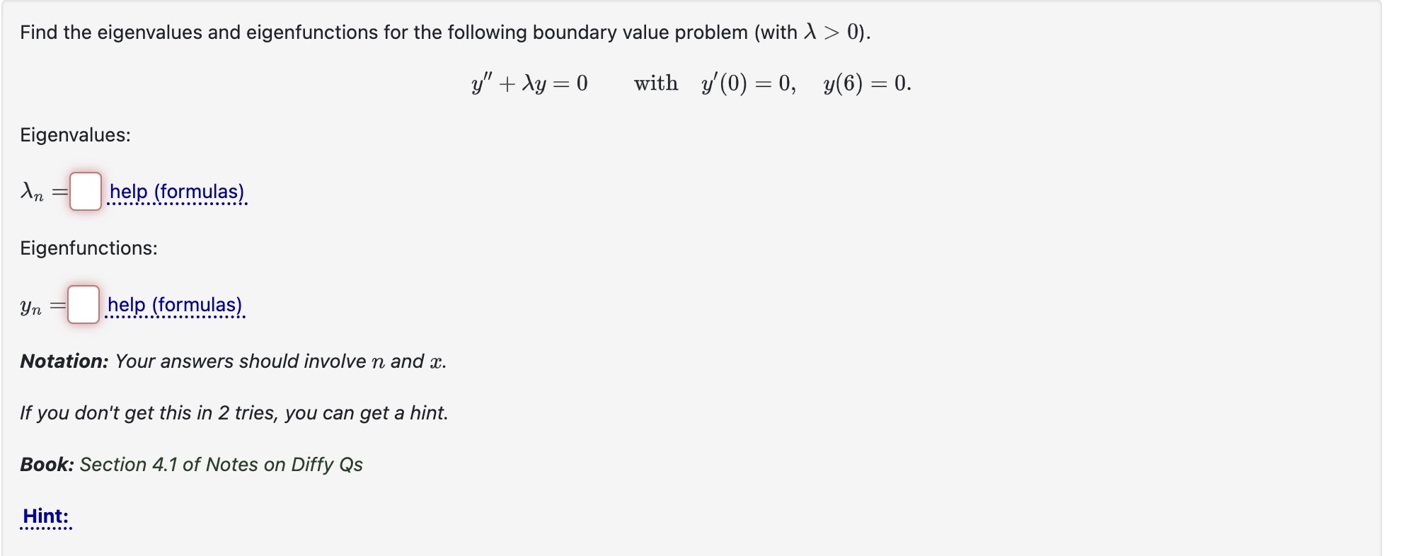 Solved Find the eigenvalues and eigenfunctions for the | Chegg.com