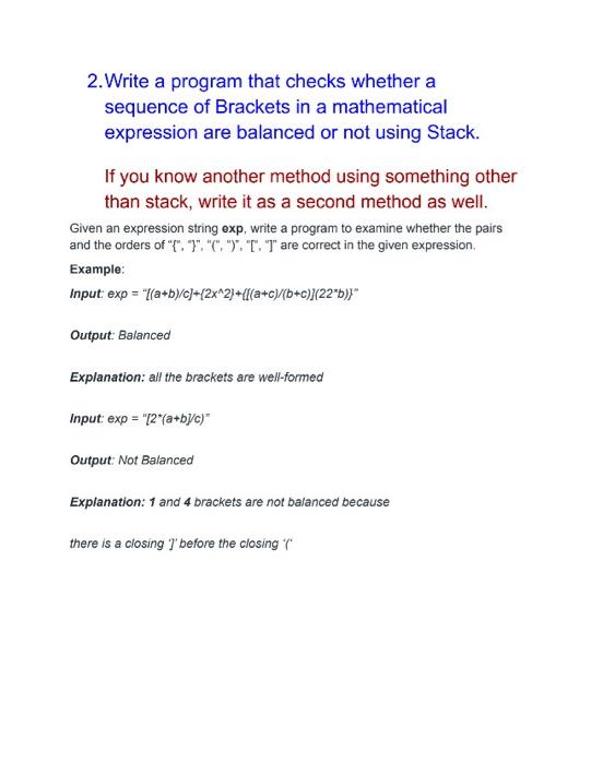 Solved 2. Write a program that checks whether a sequence of | Chegg.com