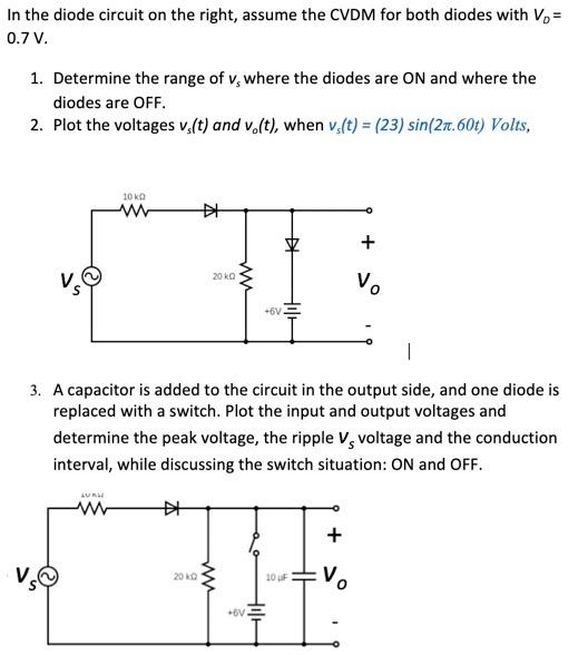 Solved In the diode circuit on the right, assume the CVDM | Chegg.com