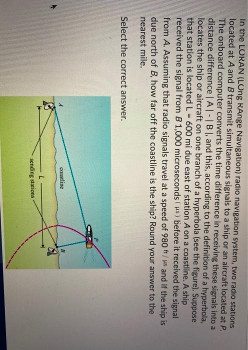 Solved In the LORAN (LOng RAnge Navigation) radio navigation | Chegg.com