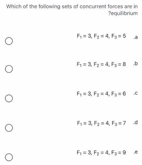 Solved Which of the following sets of concurrent forces are | Chegg.com