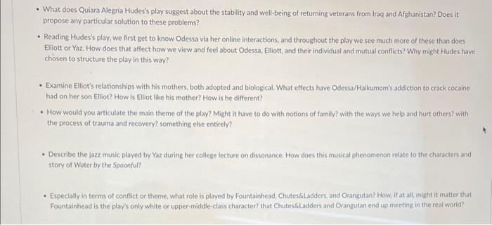 - What does Quiara Alegria Hudes's play suggest about | Chegg.com