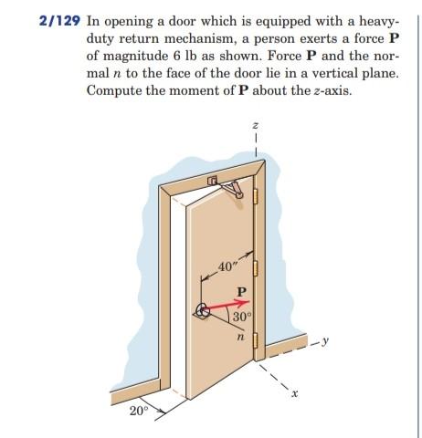 Solved \\( 2 / 129 \\) In opening a door which is equipped | Chegg.com
