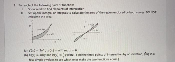 Solved I. 2. For each of the following pairs of functions | Chegg.com