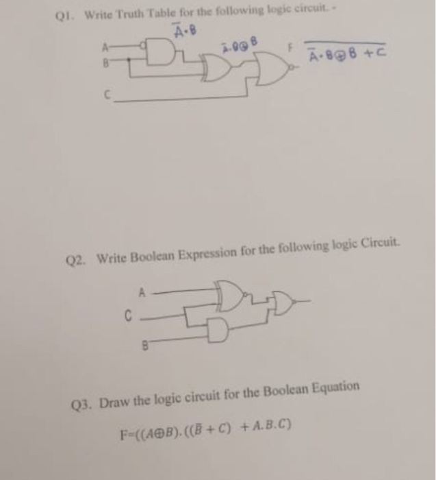 Solved Q1Write Truth Table for the following logic circuit- | Chegg.com