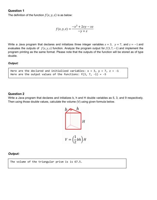 Solved Question 1 The definition of the function f(x,y,z) is | Chegg.com