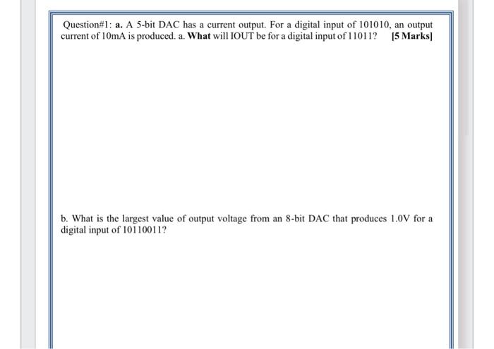 Question\#1: a. A 5-bit DAC has a current output. For | Chegg.com