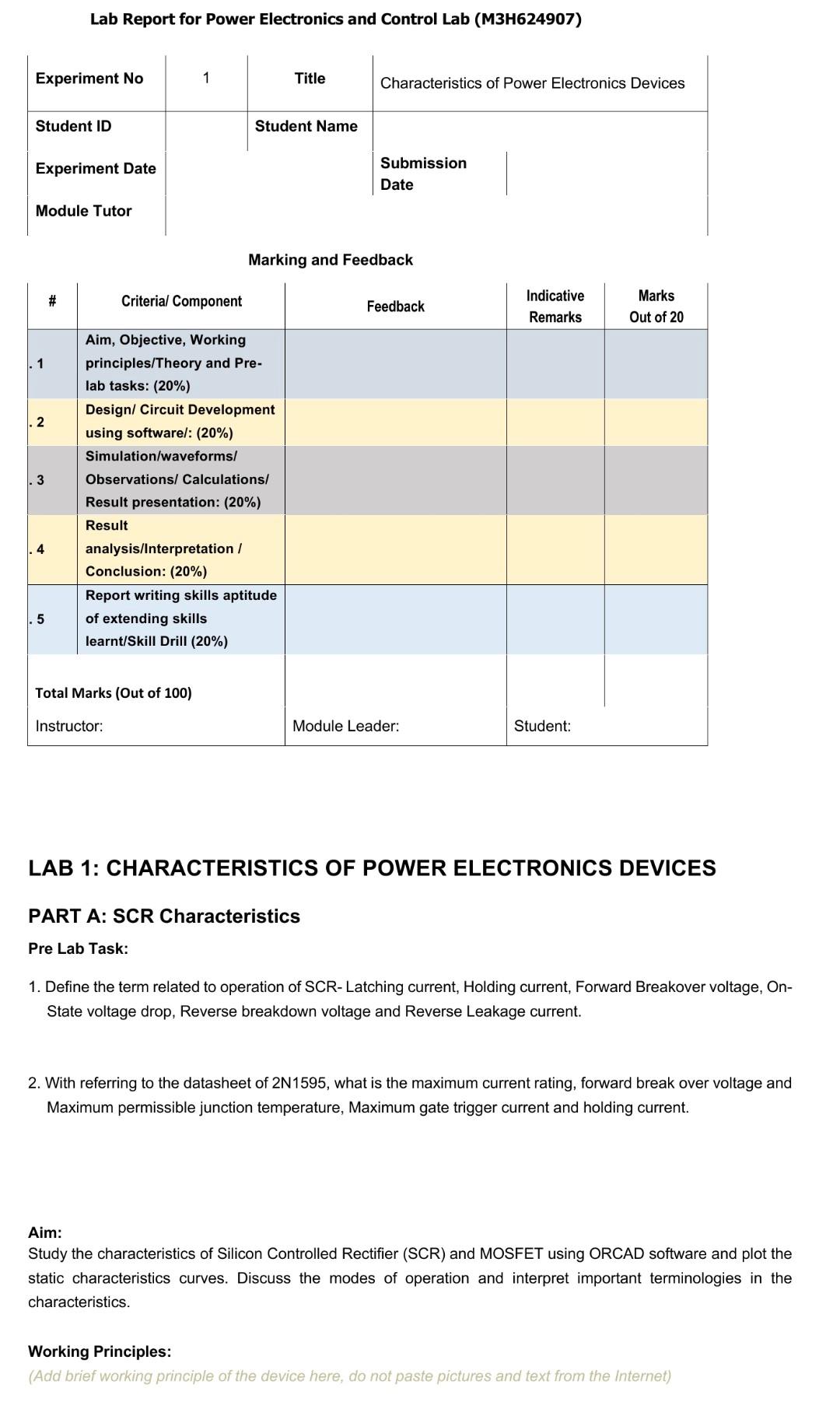 Solved Lab Report for Power Electronics and Control Lab | Chegg.com