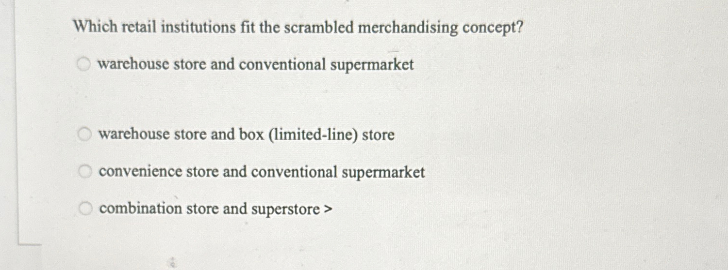 Solved Which retail institutions fit the scrambled | Chegg.com