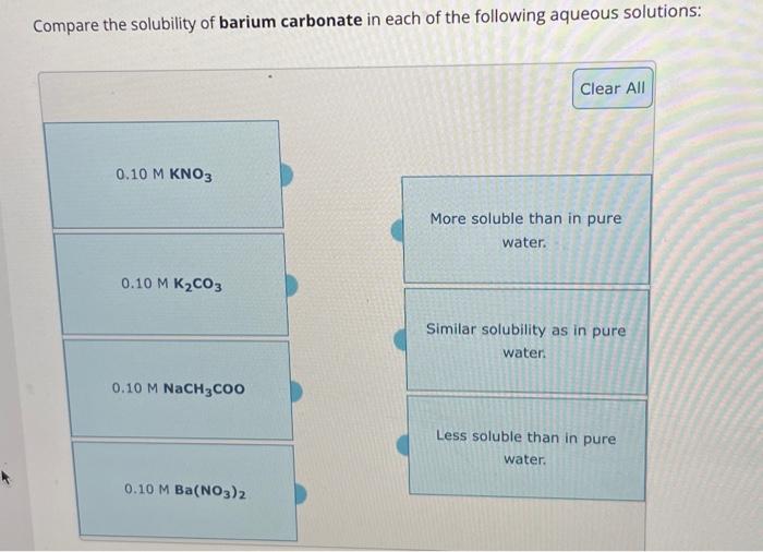 Solved Compare the solubility of barium carbonate in each of | Chegg.com