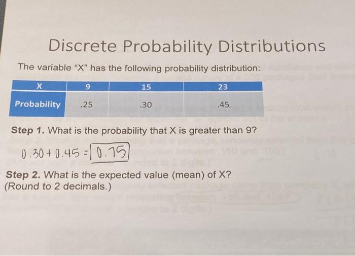 Solved Discrete Probability Distributions The variable "X" | Chegg.com
