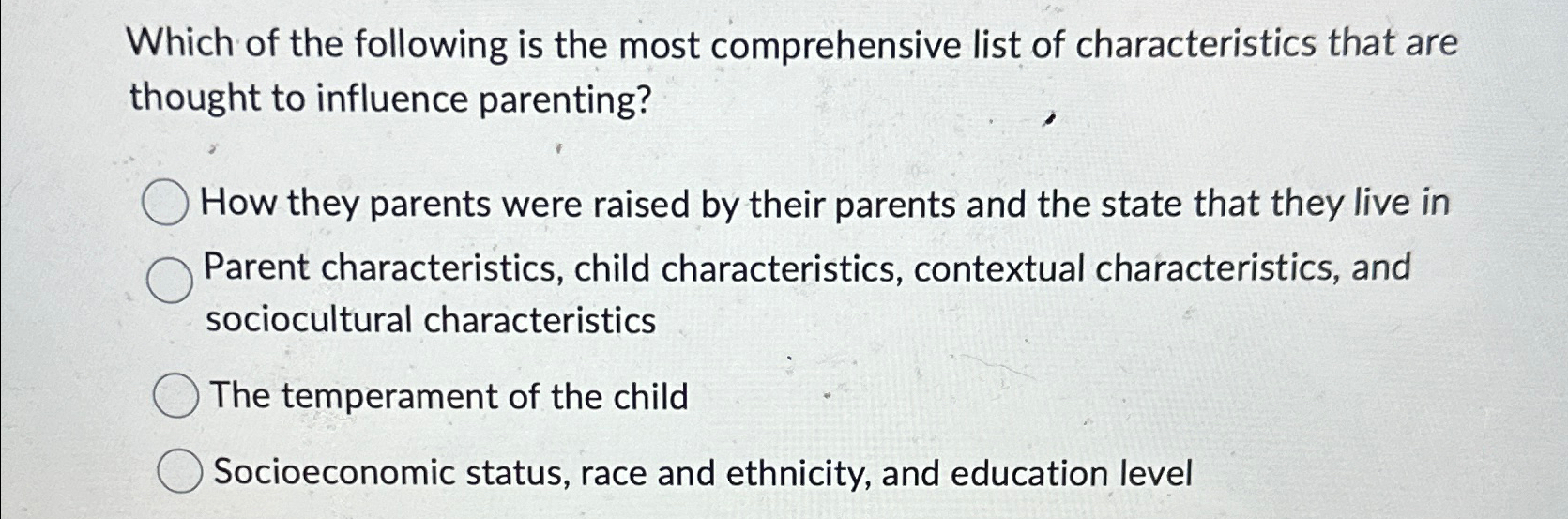 Solved Which of the following is the most comprehensive list | Chegg.com
