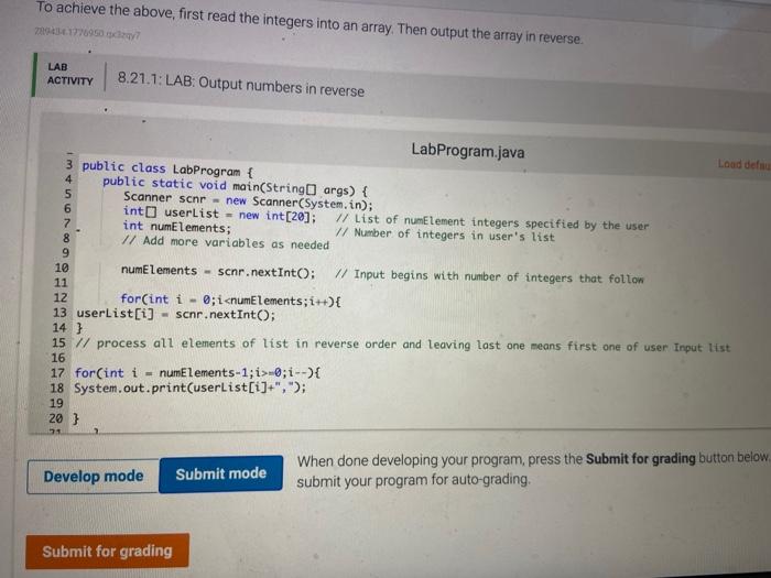 Solved To achieve the above, first read the integers into an | Chegg.com