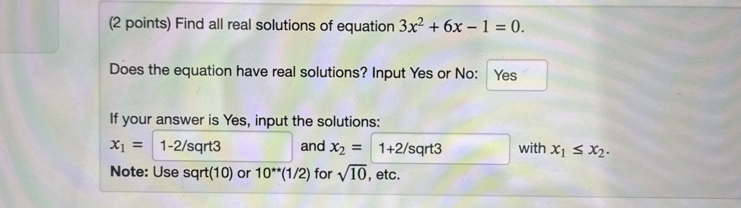 Solved (2 ﻿points) ﻿Find all real solutions of equation | Chegg.com