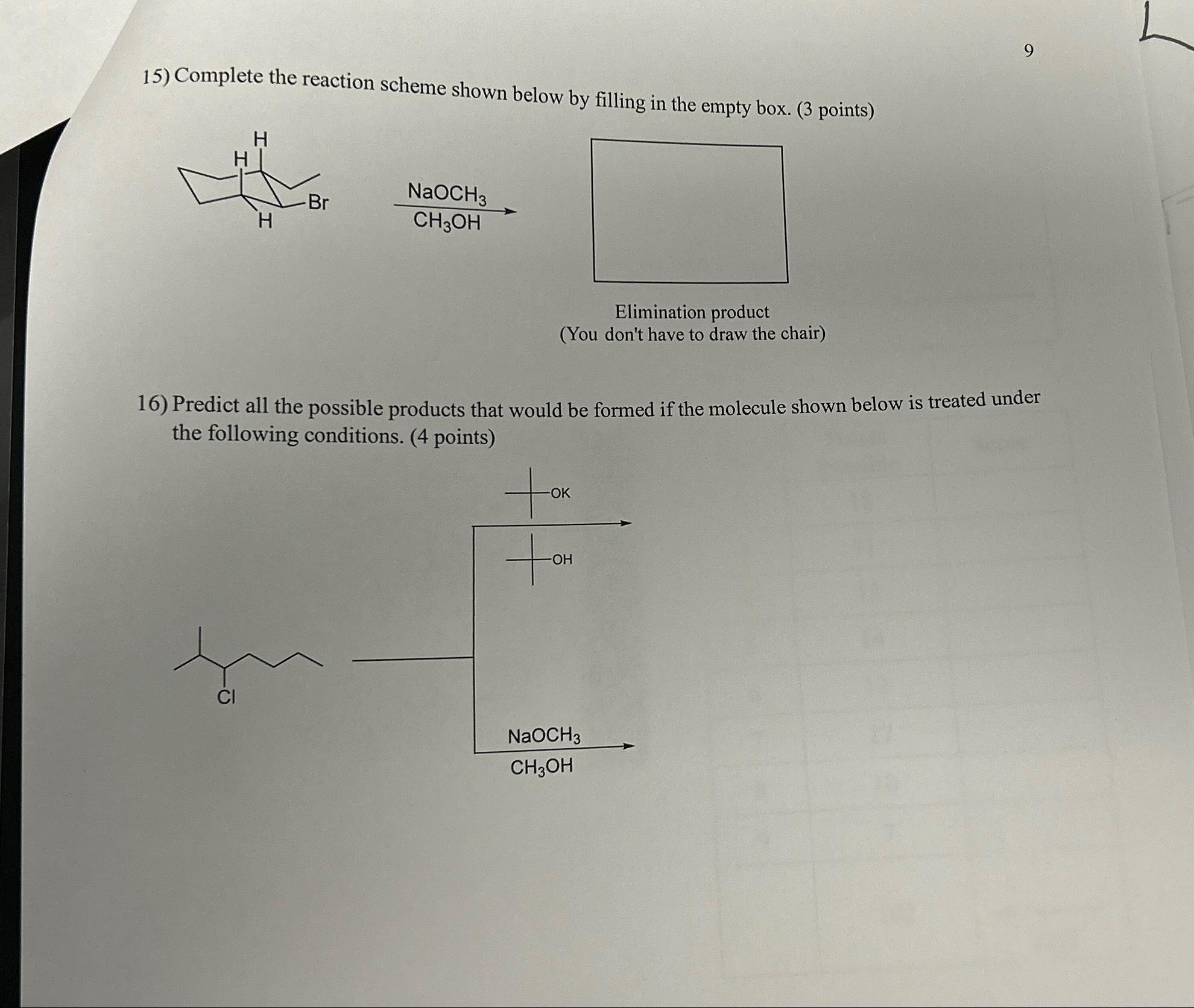 Solved 9Complete the reaction scheme shown below by filling | Chegg.com