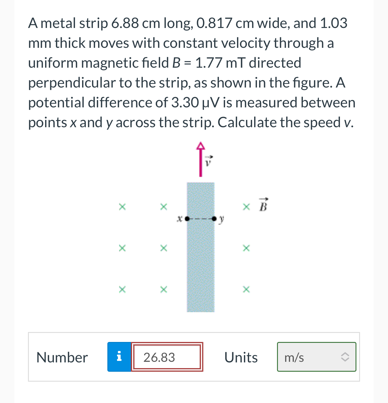 Solved A metal strip 6.88cm ﻿long, 0.817cm ﻿wide, and | Chegg.com
