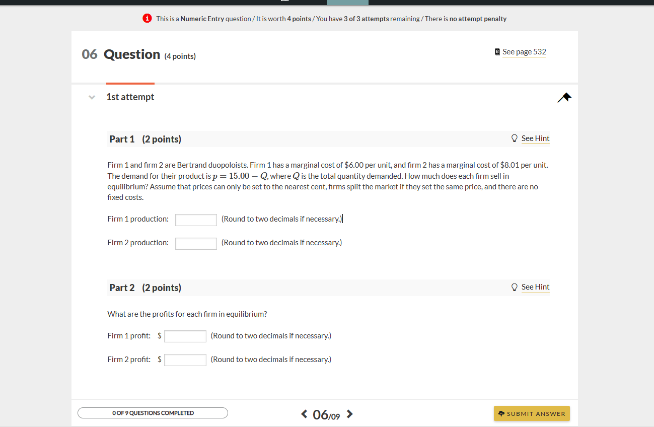 Solved Part 1 (2 ﻿points)Firm 1 ﻿and firm 2 ﻿are Bertrand | Chegg.com