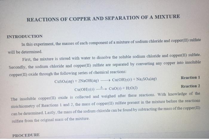 Solved separation of mixture HELP ME PLEASE! sodium chloride | Chegg.com