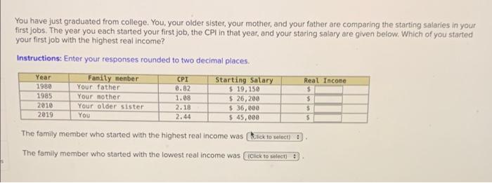 Solved You have just graduated from college. You, your older | Chegg.com