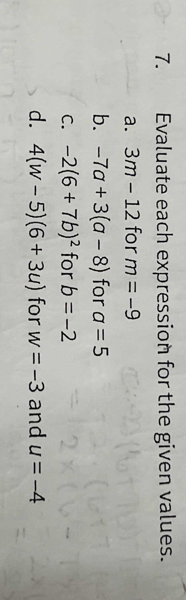 Solved Evaluate each expression for the given | Chegg.com