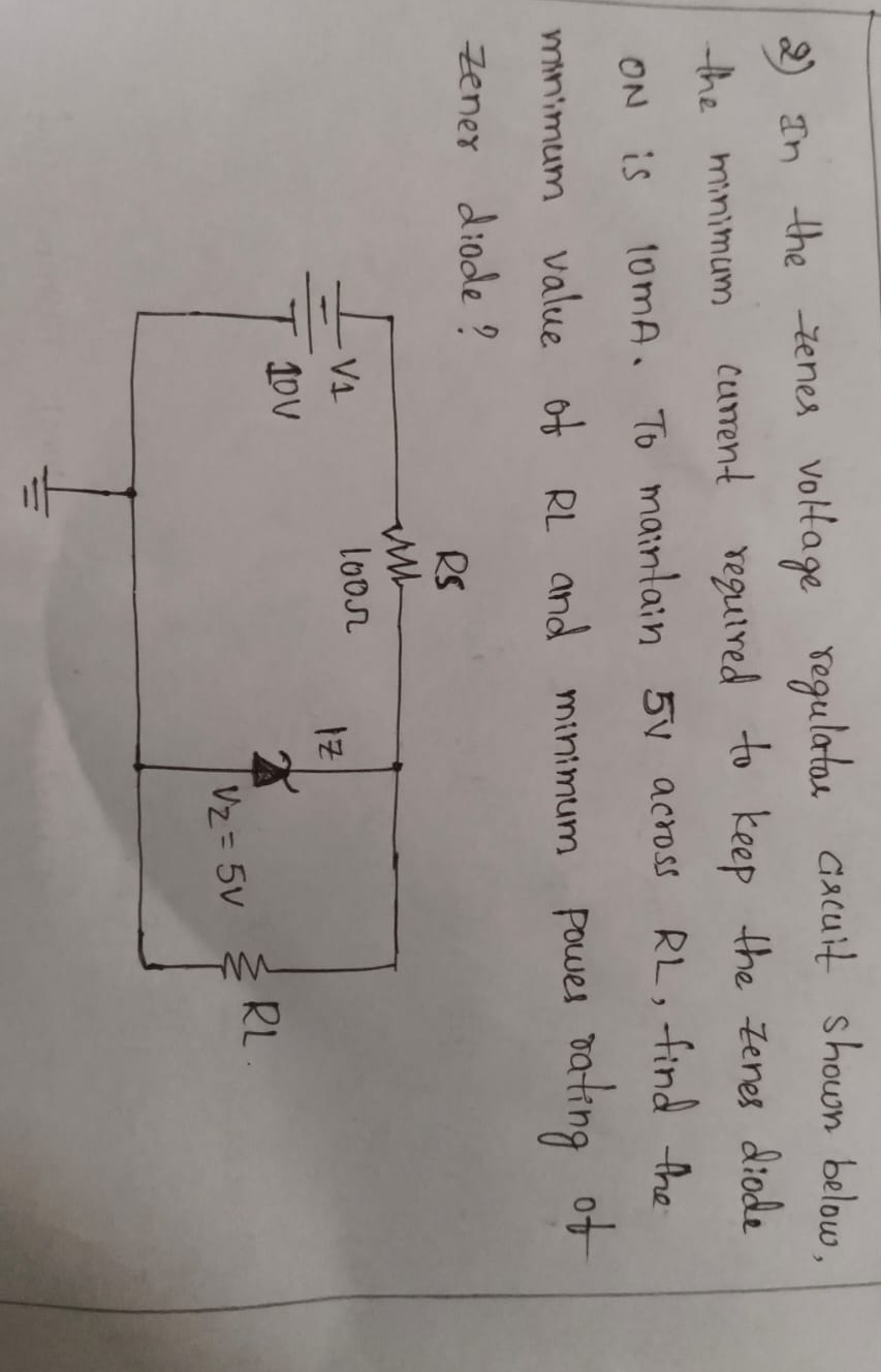 Solved In the zenes voltage regulator circuit shown below, | Chegg.com