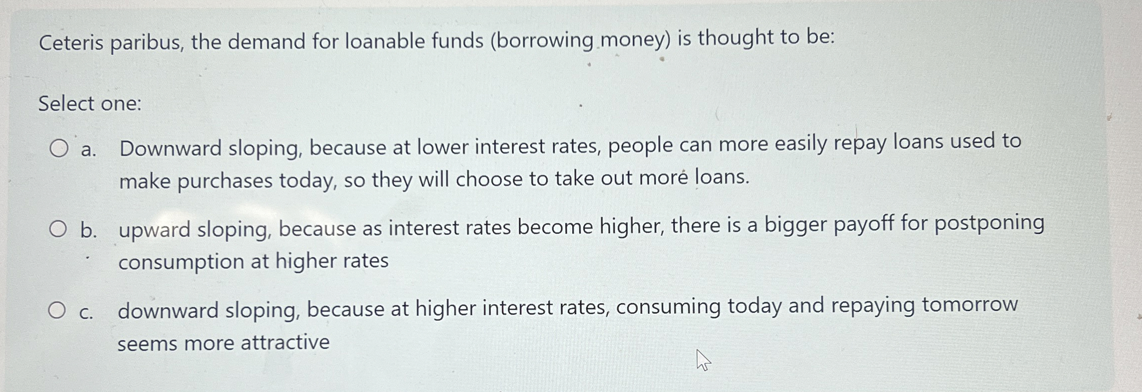 Solved Ceteris paribus, the demand for loanable funds | Chegg.com