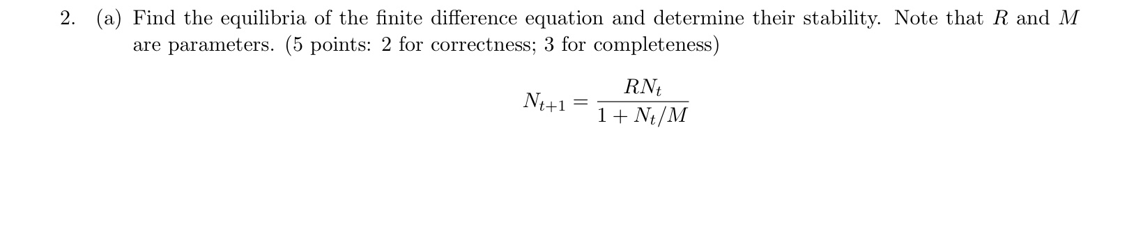 Solved (a) ﻿Find the equilibria of the finite difference | Chegg.com