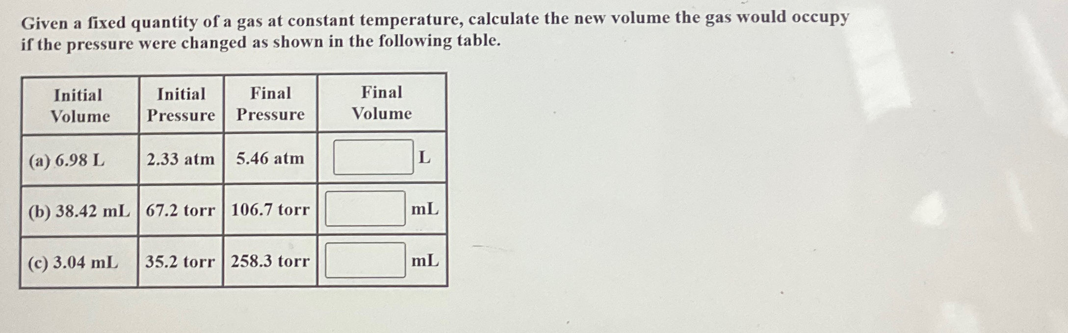 Solved Given a fixed quantity of a gas at constant | Chegg.com