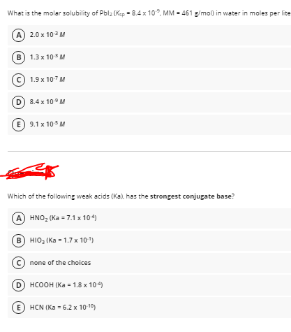 Solved What is the molar solubility of Pblz (Kap = 8.4 x | Chegg.com