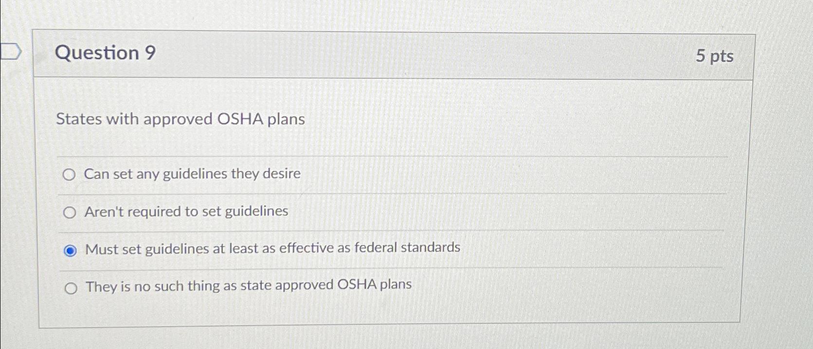 Solved Question 95 ﻿ptsStates with approved OSHA plansCan | Chegg.com