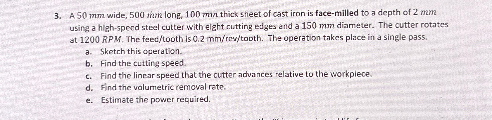 A 50mm ﻿wide, 500mm ﻿long, 100mm ﻿thick sheet of cast | Chegg.com