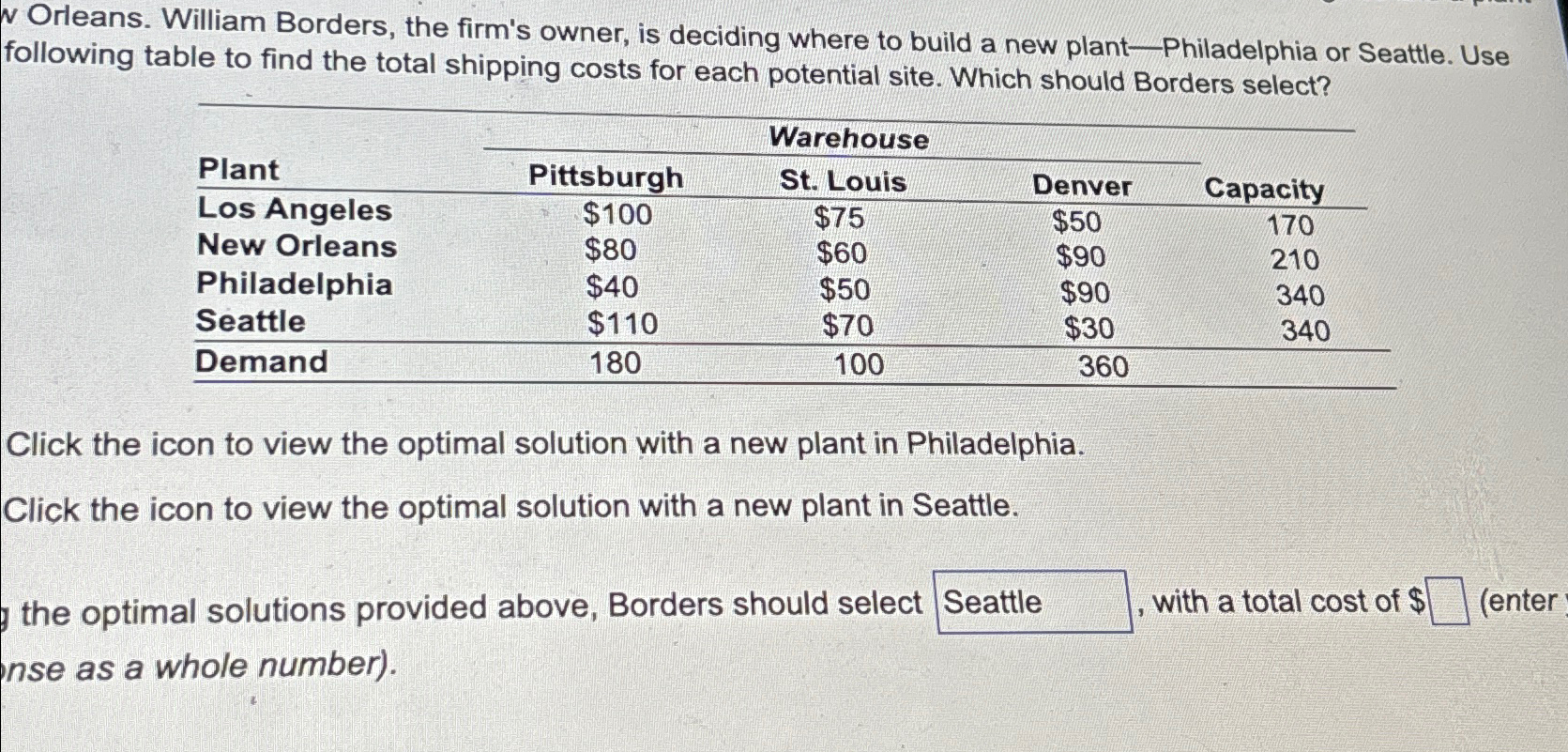 Solved Orleans. William Borders, the firm's owner, is | Chegg.com