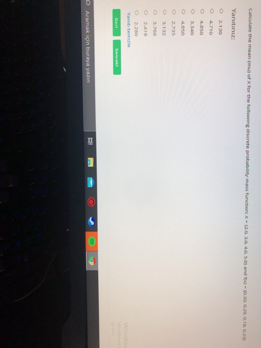 Solved Calculate the mean (mu) of x for the following | Chegg.com