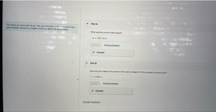 Solved Part A ved shool an arrow irta the ay. Two seconds | Chegg.com