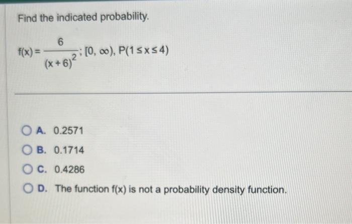 Solved Find the indicated probability. | Chegg.com